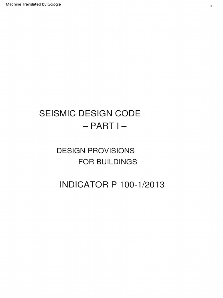 Seismic Design Code - Part I - : For Buildings Design Provisions | PDF ...