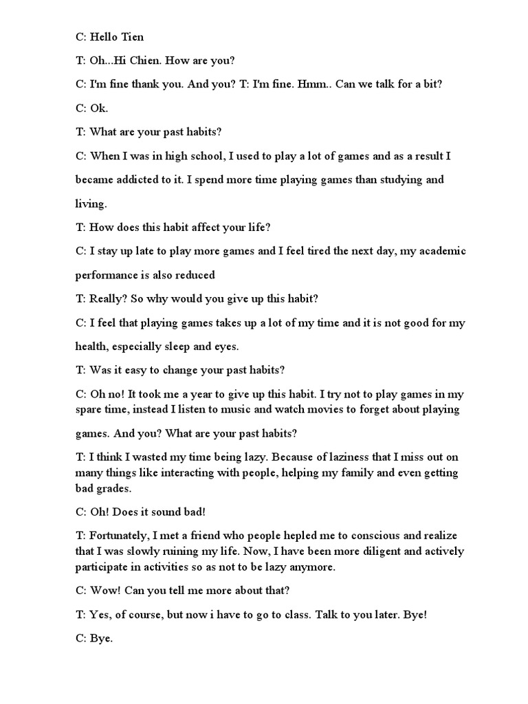 PAST HABITS - Speaking | PDF