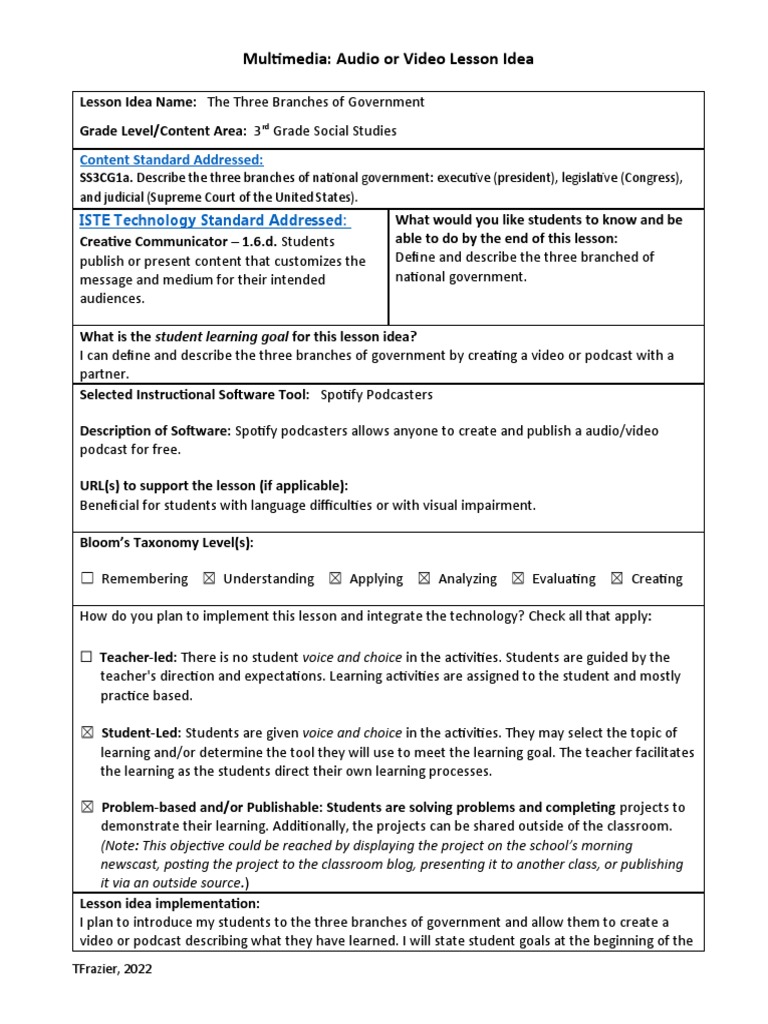 Multimedia Audio or Video Lesson Idea | PDF | Multimedia | Learning
