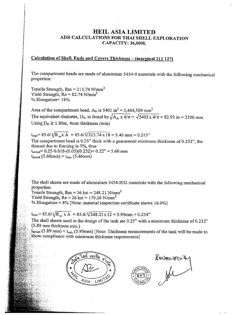 Heil Tank Calculation | PDF