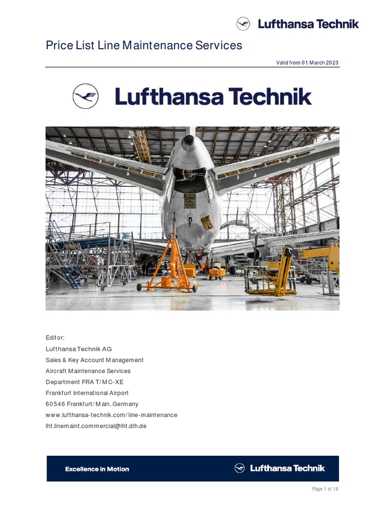 Pricelist Line Maintenance Services Valid From 20230301-1 | PDF ...