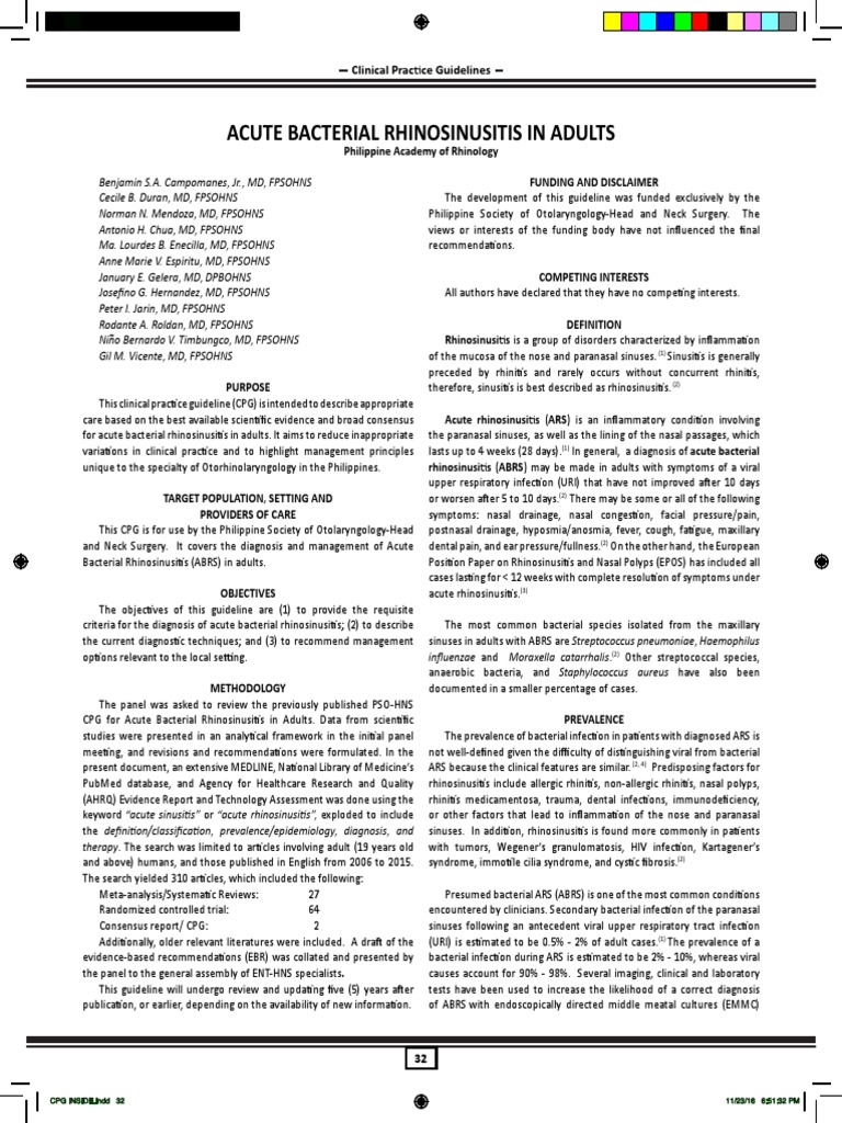 Guidelines for Acute Rhinosinusitis Care | PDF | Ct Scan | Epidemiology