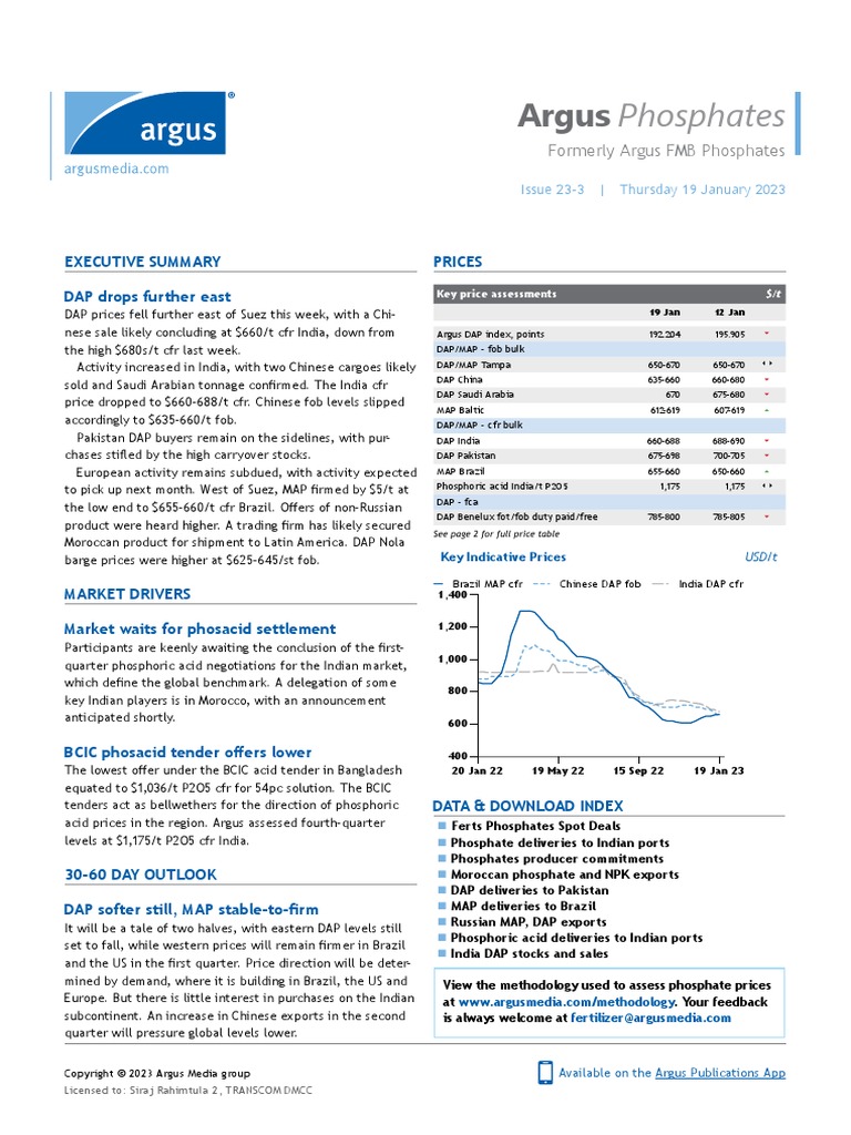 Argus Phosphates Report-Jan 19, 2023 | PDF