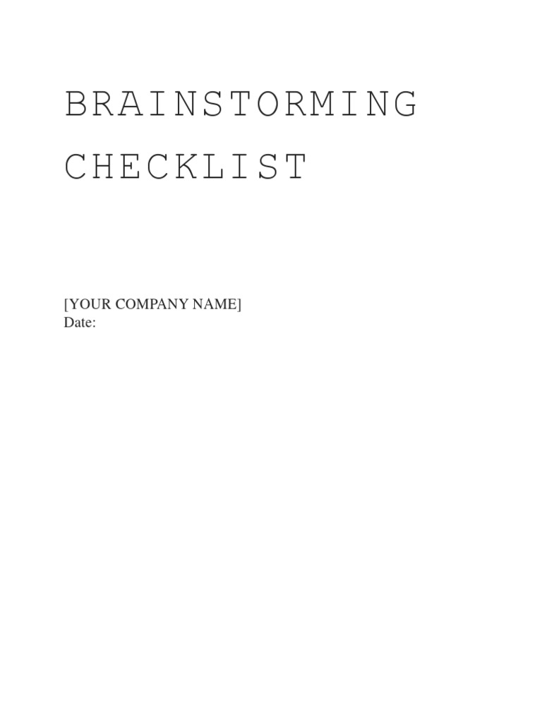 Conducting A Brainstorming Session Checklist | PDF | Brainstorming | Psychological Concepts