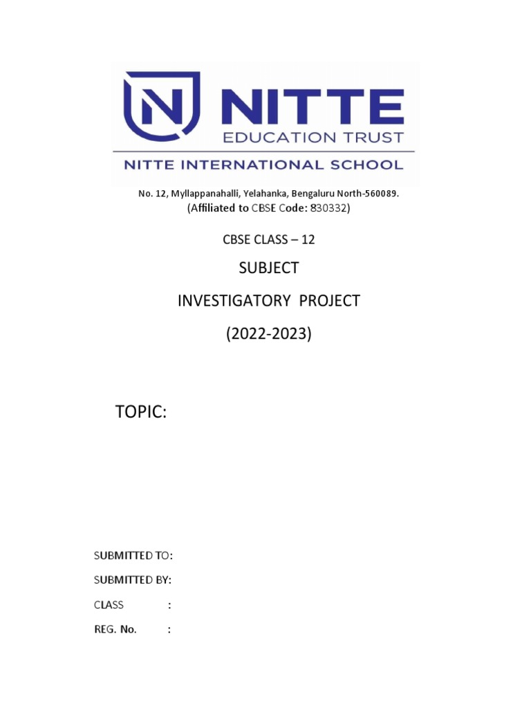 Class 12 Project - Front Page | PDF