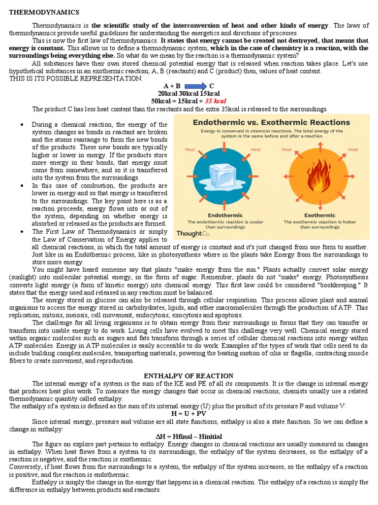 THERMODYNAMICS | PDF | Enthalpy | Chemical Reactions