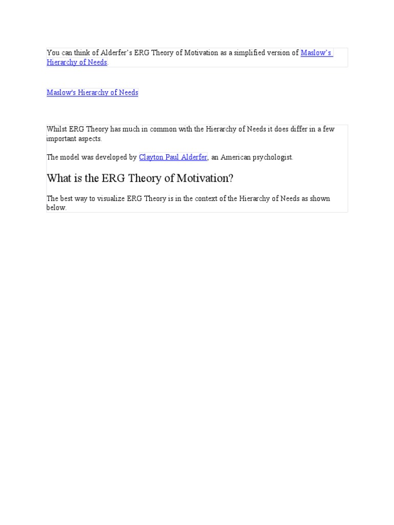 Alderfer's ERG Theory Simplifies Maslow's Hierarchy of Needs | PDF ...