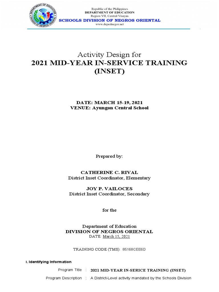 2021 Mid-Year Inset Training: Equipping Teachers with Strategies to ...