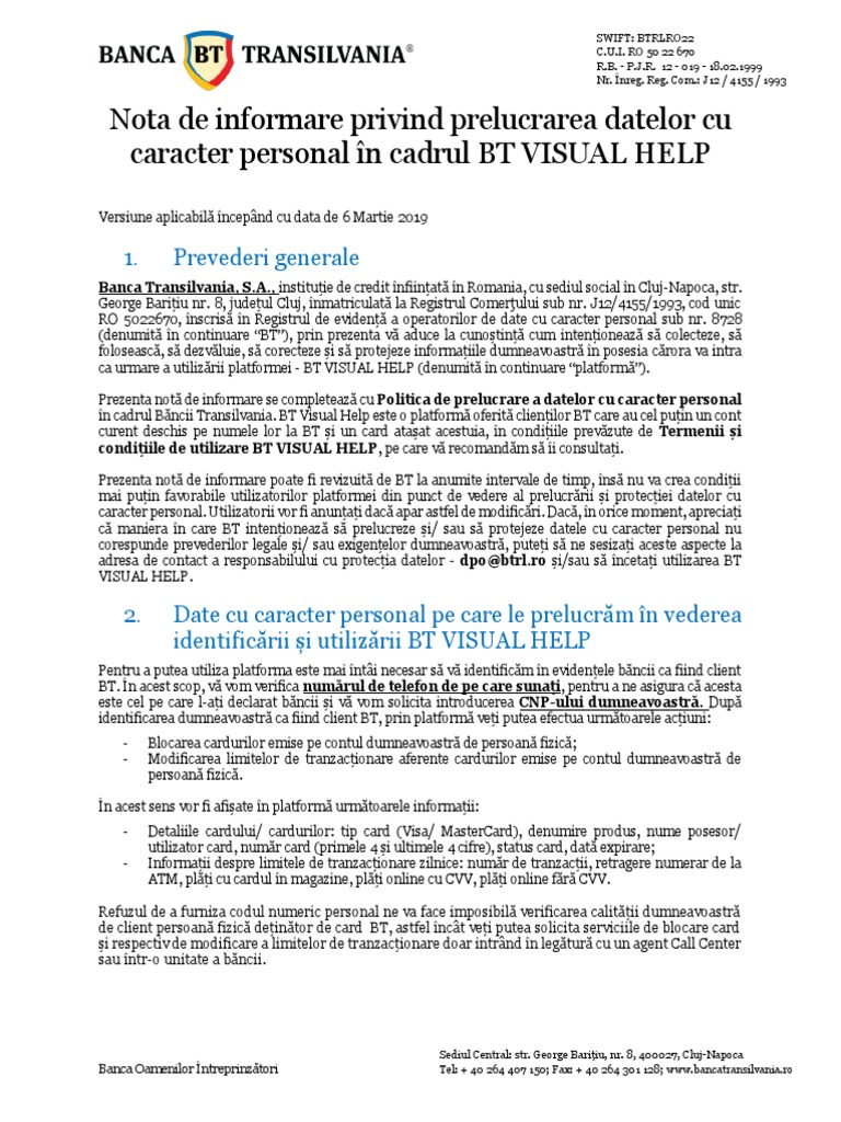 Nota de Informare | PDF