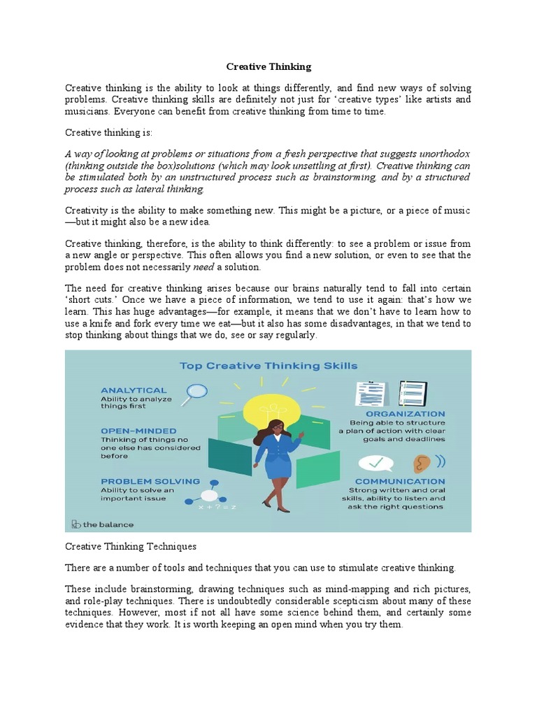 Creative Thinking and Critical Thinking | PDF | Critical Thinking | Thought