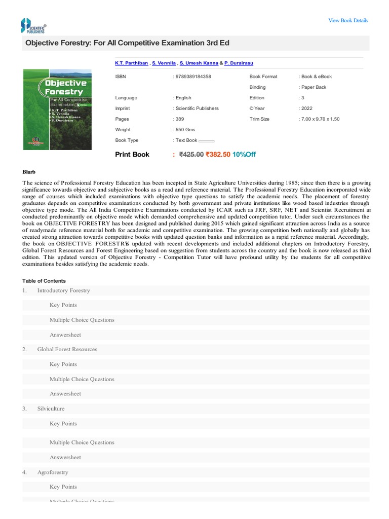Objective Forestry: For All Competitive Examination 3rd Ed: Print Book ...