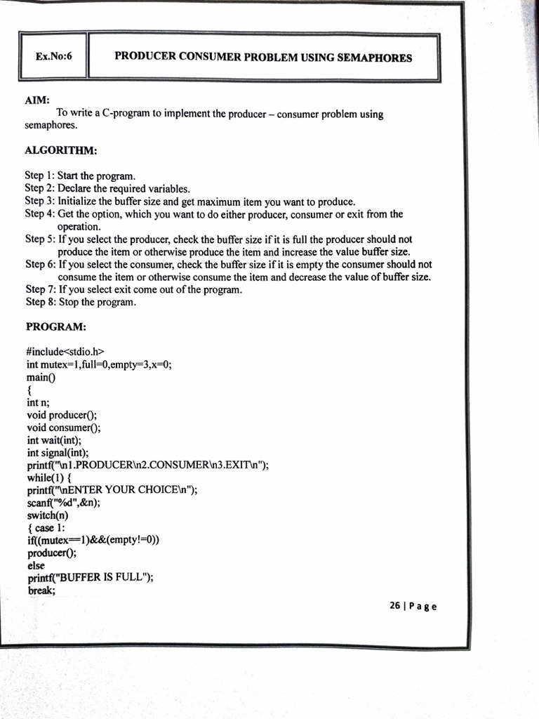 Producer Consuming Problem Using Semaphores Pdf Computers Technology And Engineering