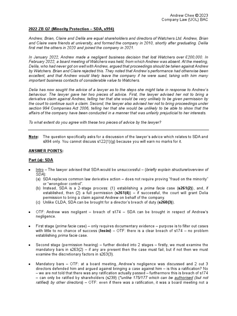 2022 ZB Q7 - MP (Sda, 994) | PDF | Negligence | Ratification