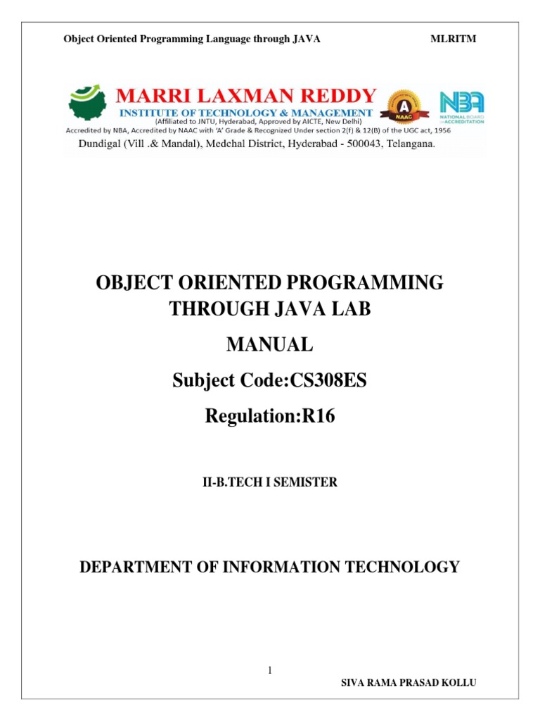 Oops Through Java Lab Manual by Siva Rama Prasad Kollu | PDF | Method ...
