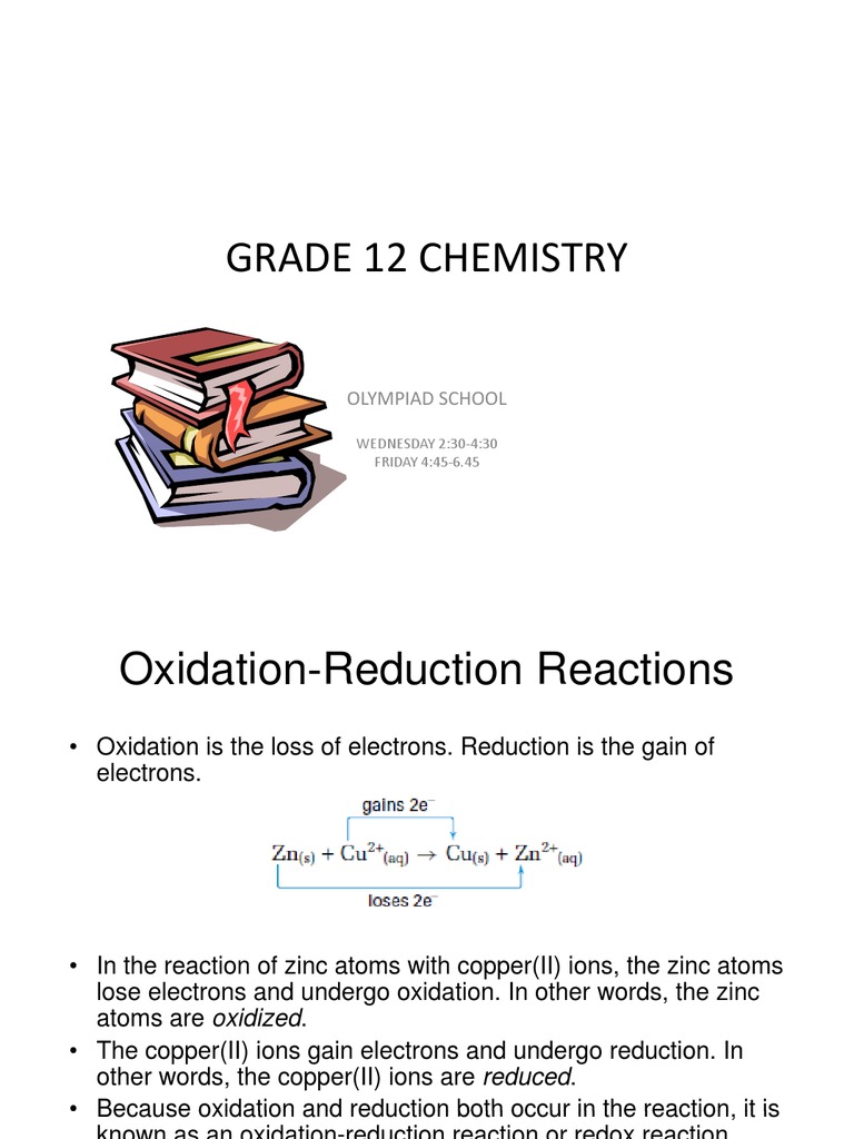Class12 ChemistryG12 Notes and Homework | PDF | Redox | Chemical Reactions