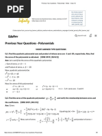 Class 10 CBSE Polynomials Extra Questions | PDF