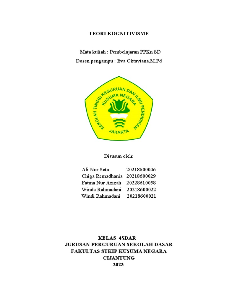 Teori Kognitivisme dalam Pembelajaran SD | PDF
