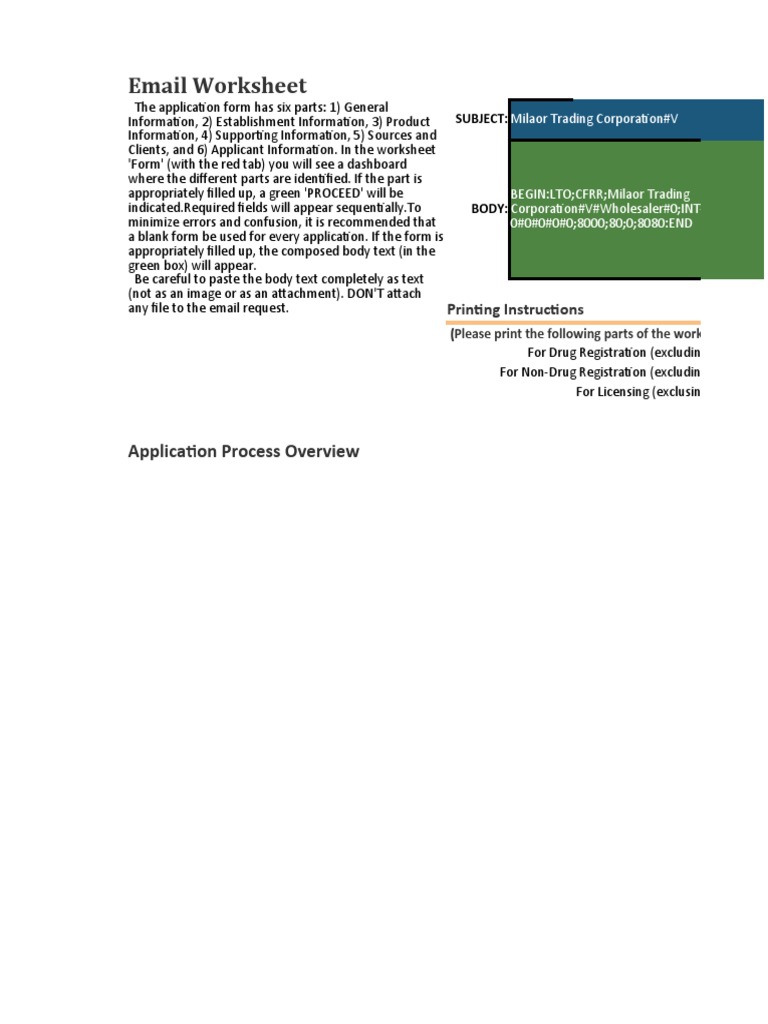 Milaor Trading Corp FDA Application Form | PDF | Food And Drug ...