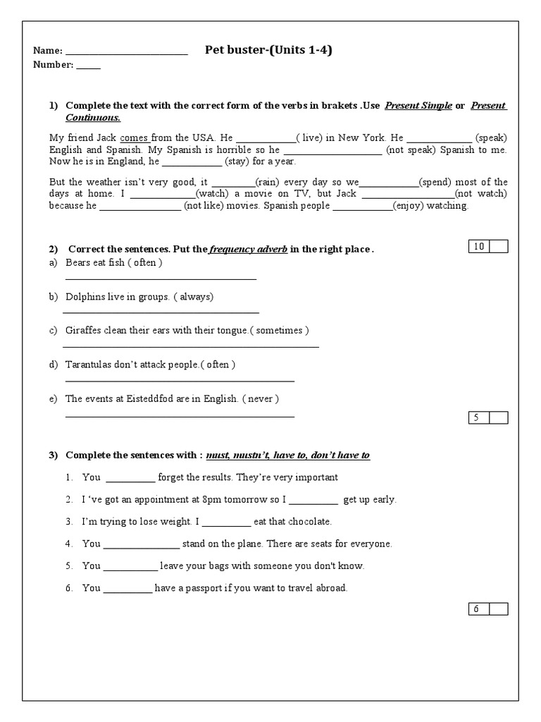 Test 1 PET Buster (Unit 1 - 4) - GR B | PDF | Linguistics | Cognitive ...