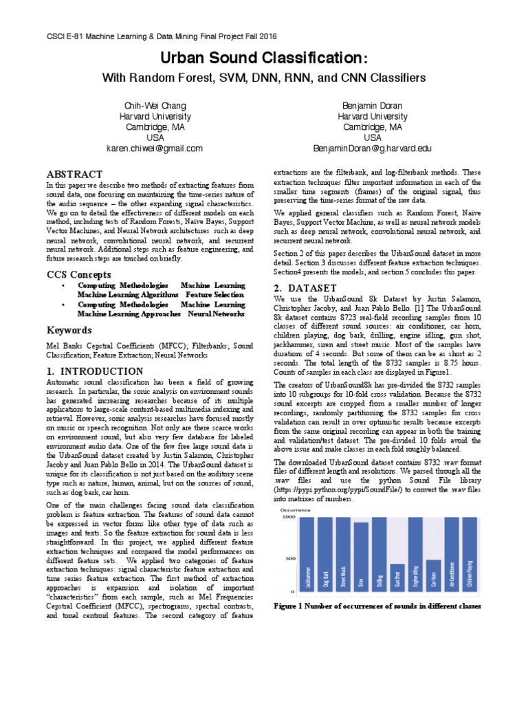 Urban Sound Classification PaperV2 | PDF | Time Series | Machine Learning