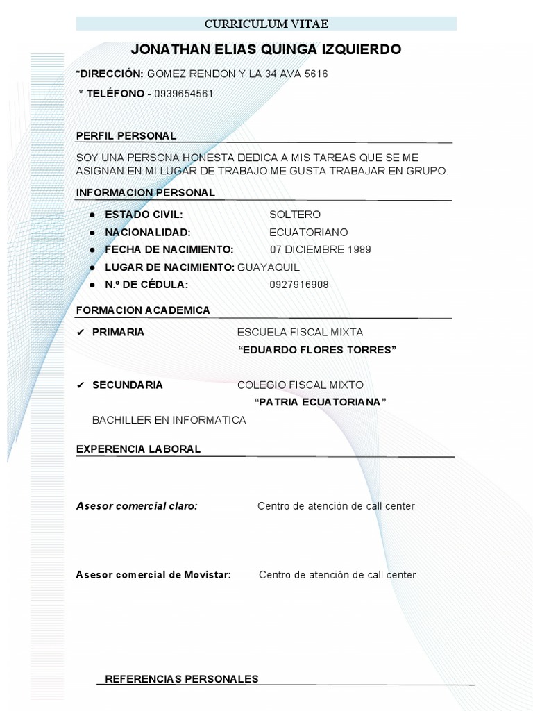 Curriculo de jonathan (1) (1) | PDF