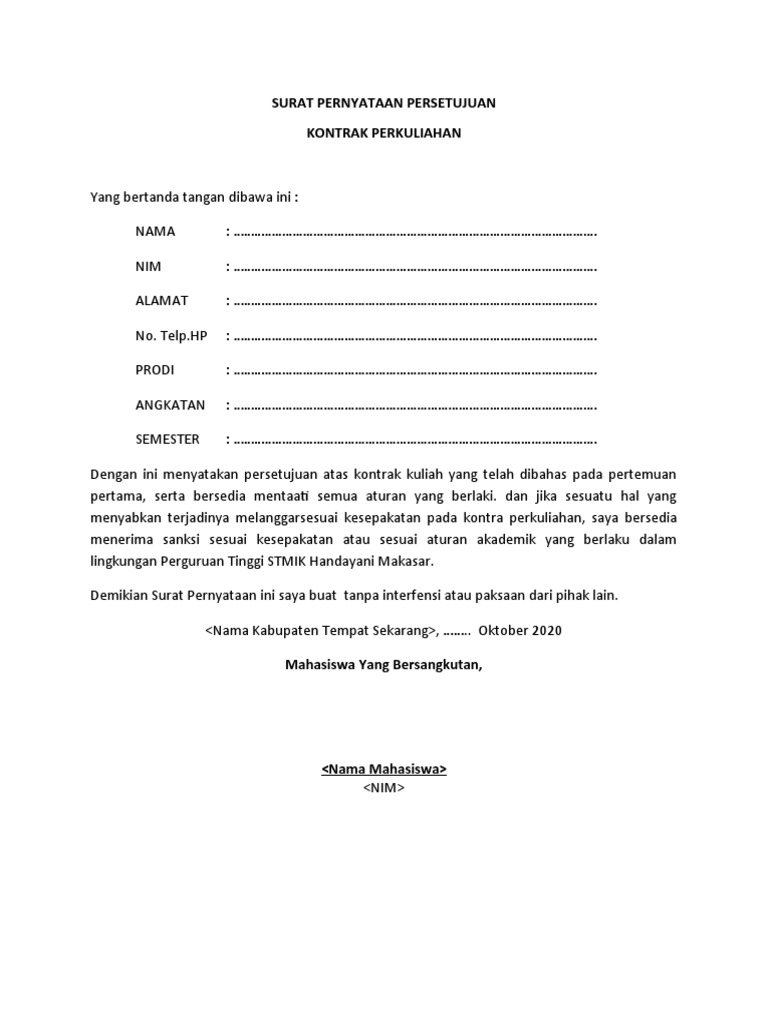 Contoh Surat Pernyataan | PDF