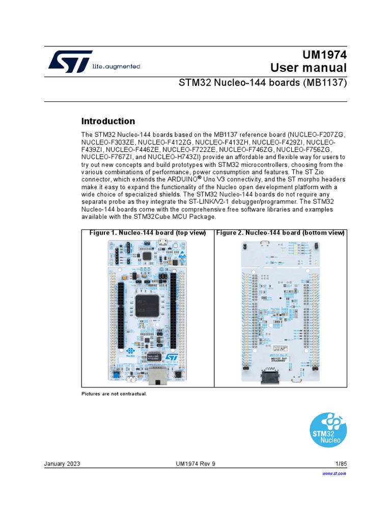 User Manual: STM32 Nucleo-144 Boards (MB1137) | PDF | Usb | Power Supply