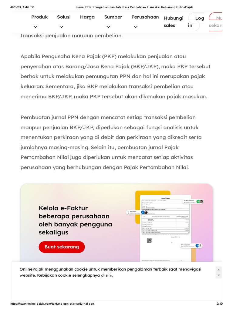 Jurnal PPN - Pengertian Dan Tata Cara Pencatatan Transaksi Keluaran - OnlinePajak | PDF