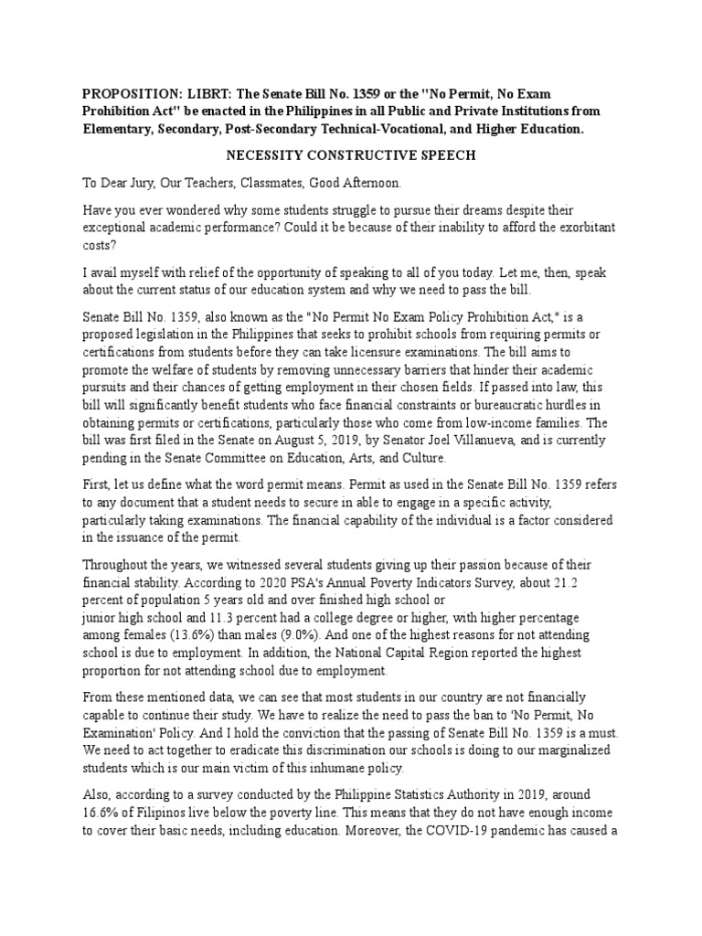 Necessity Speech | PDF | Poverty | Poverty & Homelessness