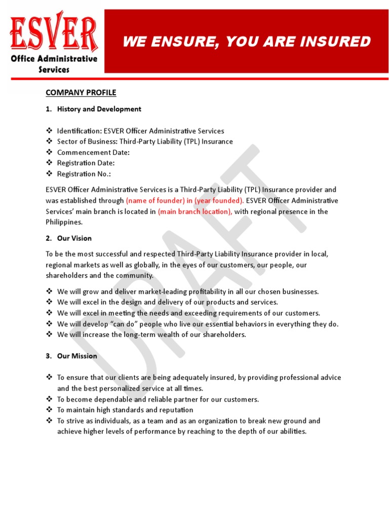 Company Profile | PDF | Insurance | Liability Insurance
