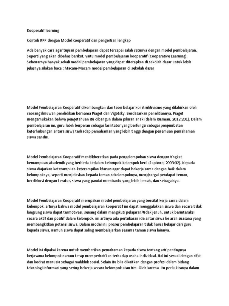Sintaks Model Pembelajaran Kooperatif | PDF | Pengembangan Diri ...