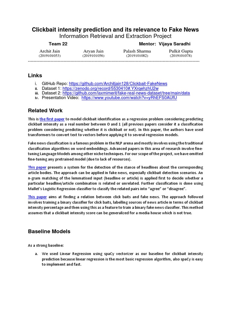 IRE Deliverable 3 | PDF | Regression Analysis | Statistical Classification