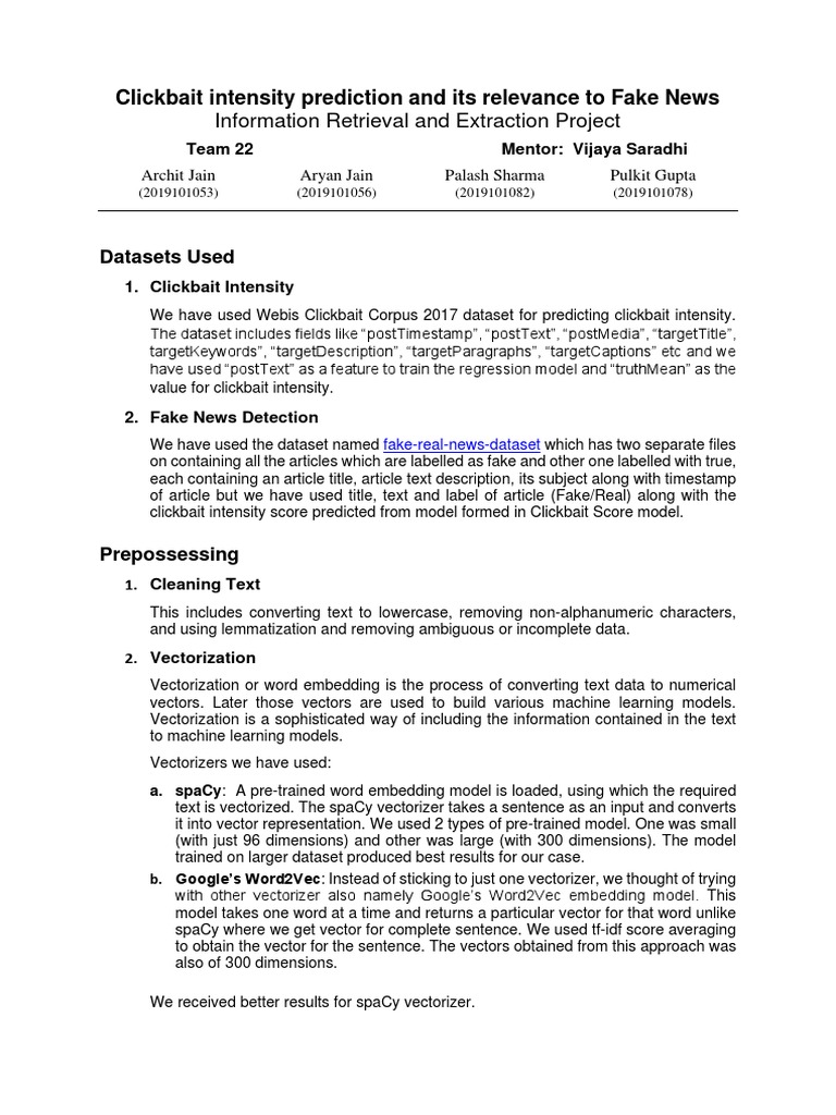 IRE Deliverable 2 | PDF | Mean Squared Error | Data Analysis