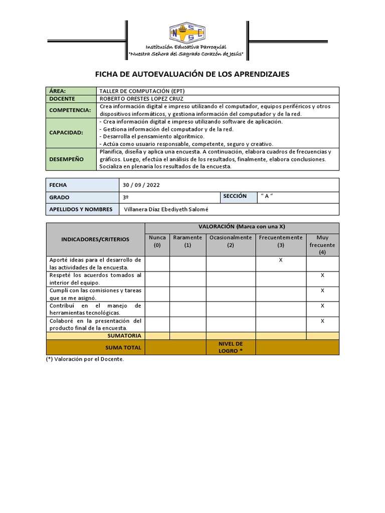 Ficha Autoevaluacion Coevaluacion | PDF | Informática | Software