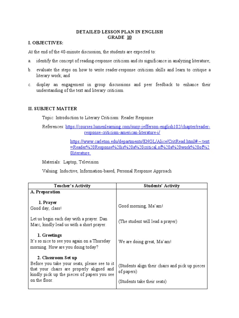 DLP Reader Response | PDF