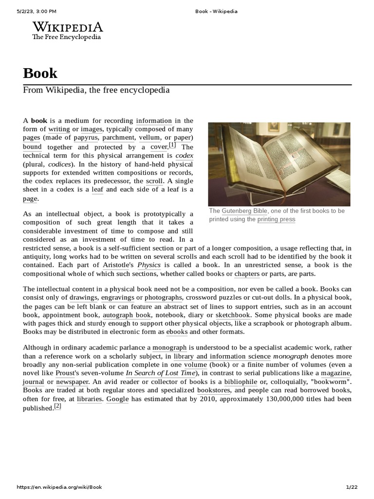 Book - Wikipedia | PDF | Books | Codex