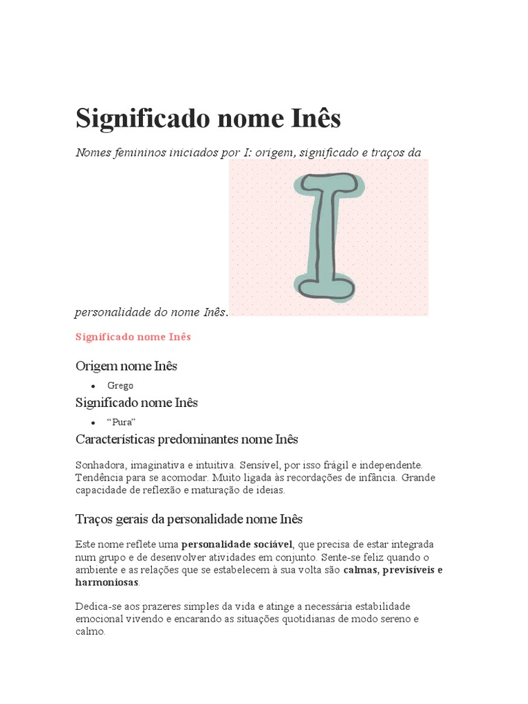 Significado Nome Inês | PDF | Psicologia