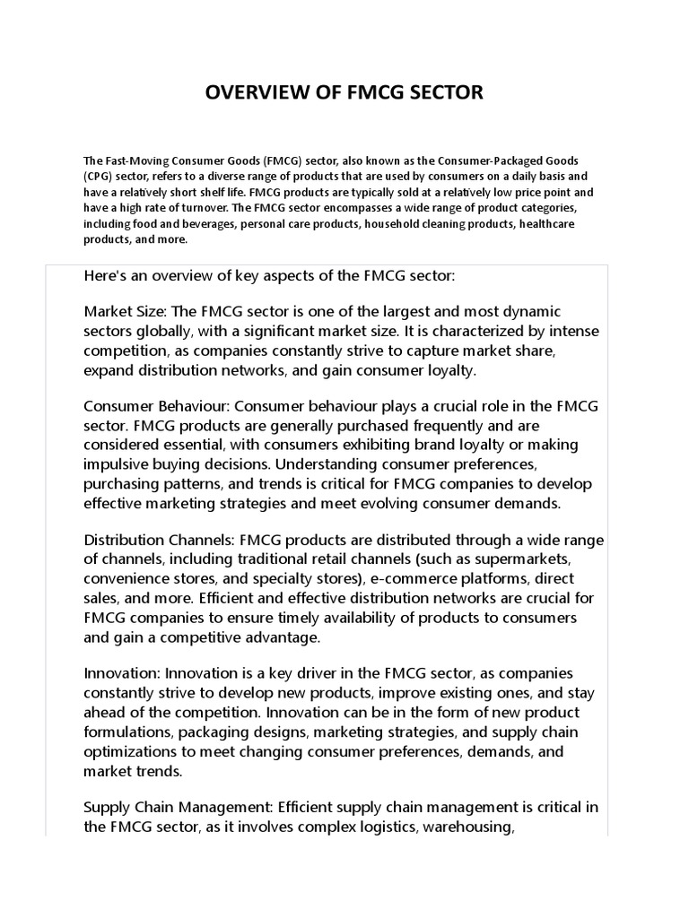 FMCG Sector Overview: Key Aspects of Fast-Moving Consumer Goods ...