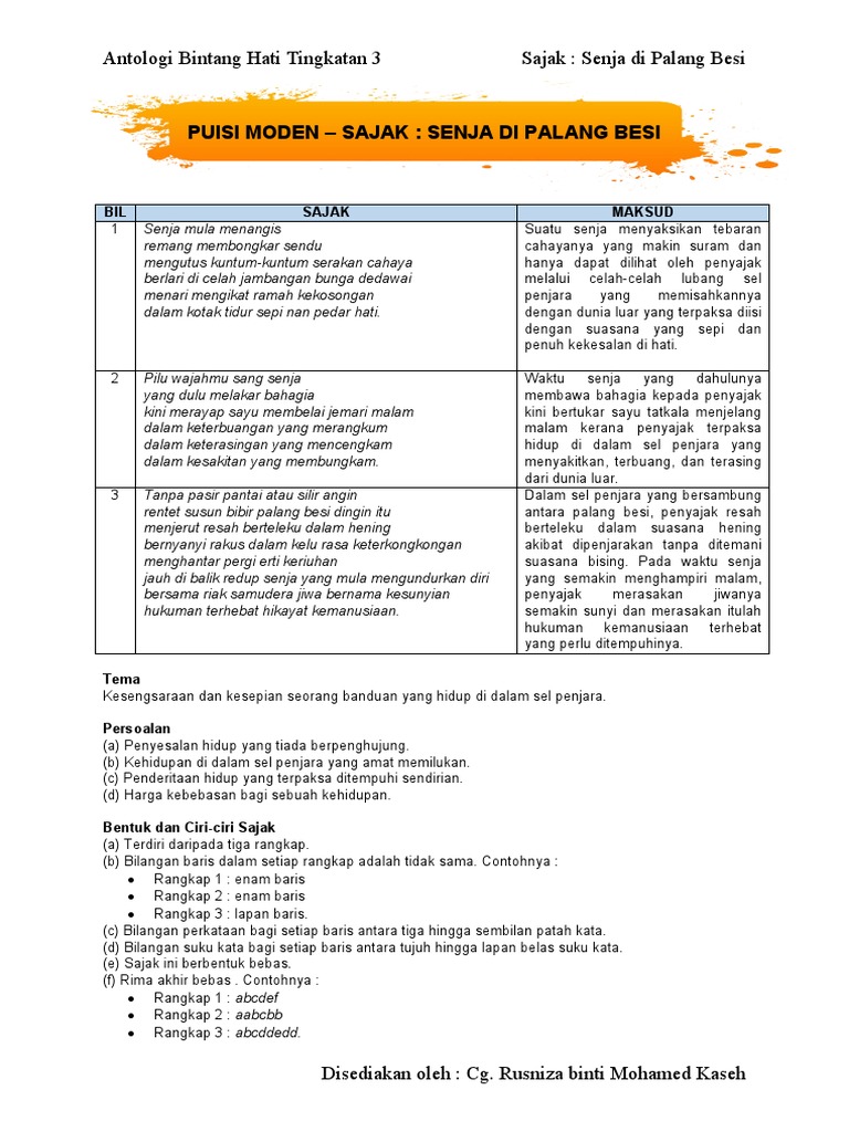 Sajak Banduan: Senja di Penjara | PDF | Puisi