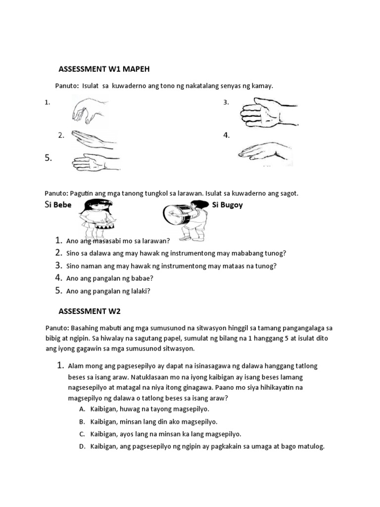 Assessment W1 Mapeh | PDF