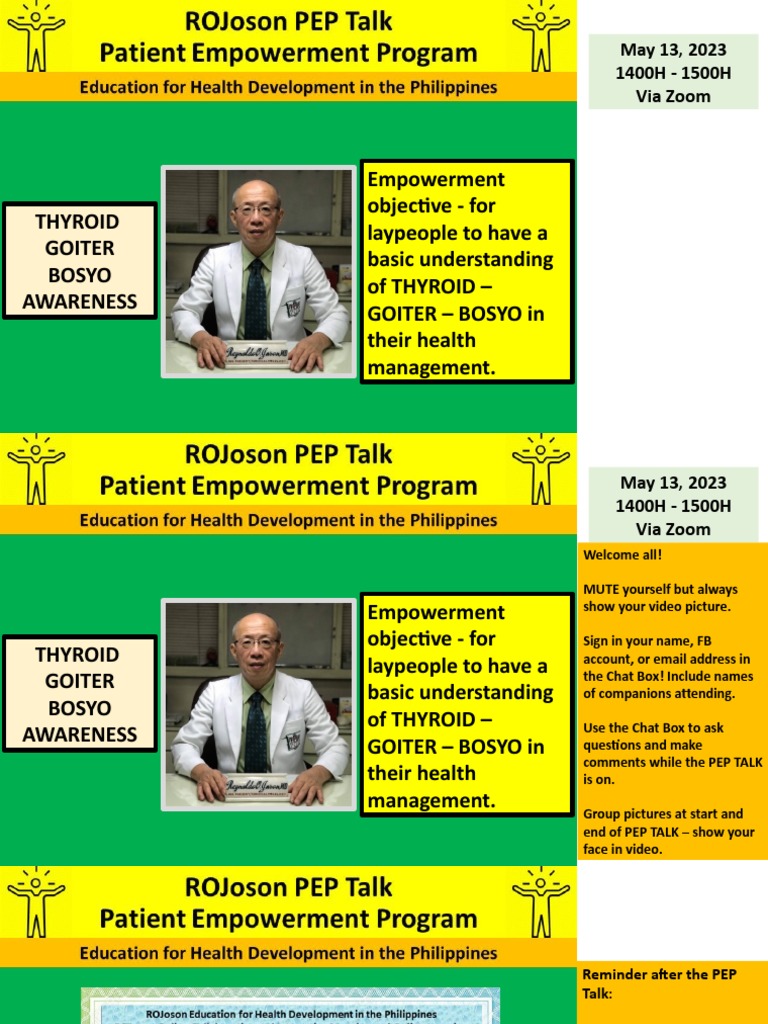 ROJoson PEP Talk: THYROID - GOITER - BOSYO AWARENESS | PDF | Thyroid ...
