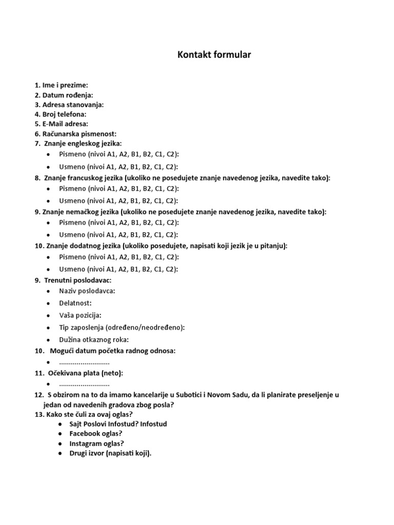 Kontakt Formular | PDF