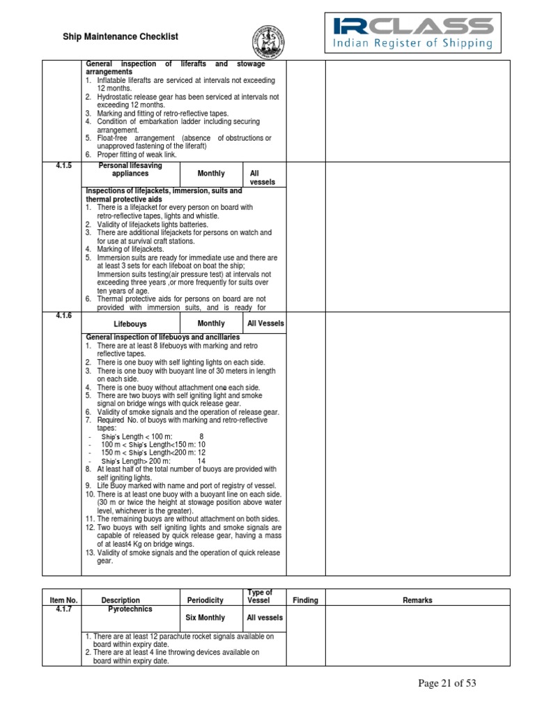 Ship Maintenance Inspection Guide | PDF | Equipment