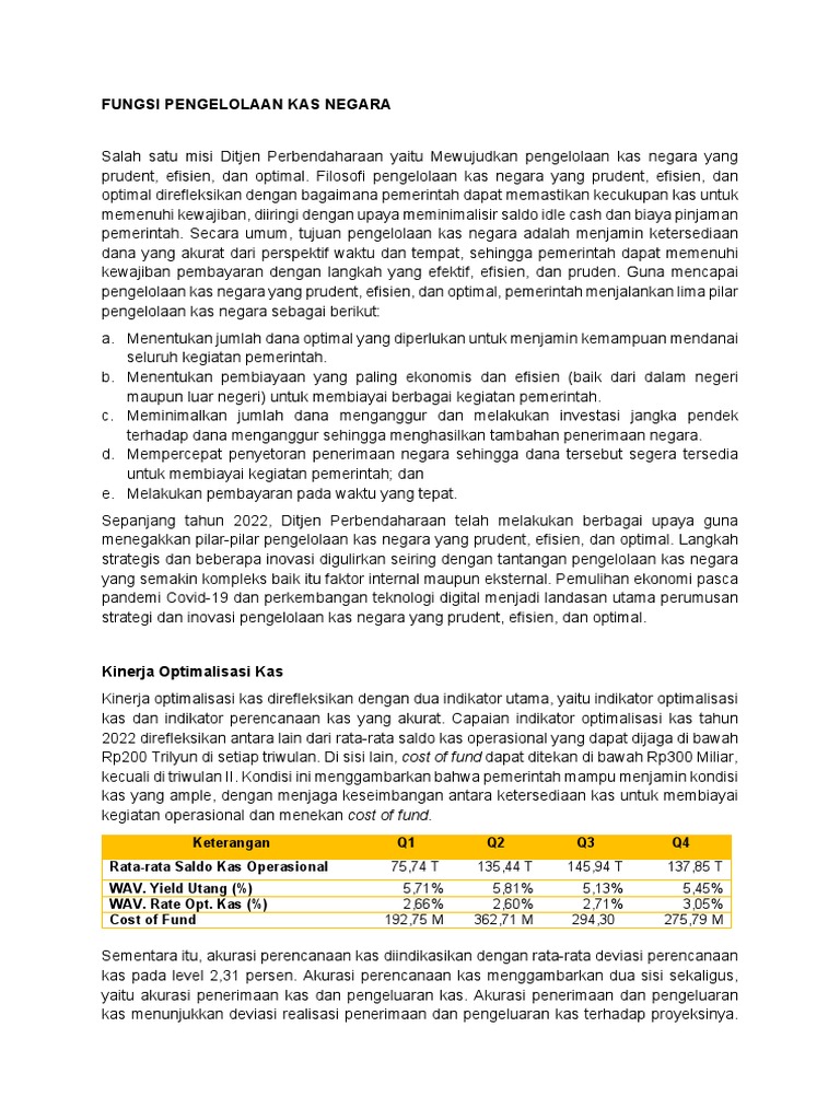 Pengelolaan Kas Negara Optimal | PDF