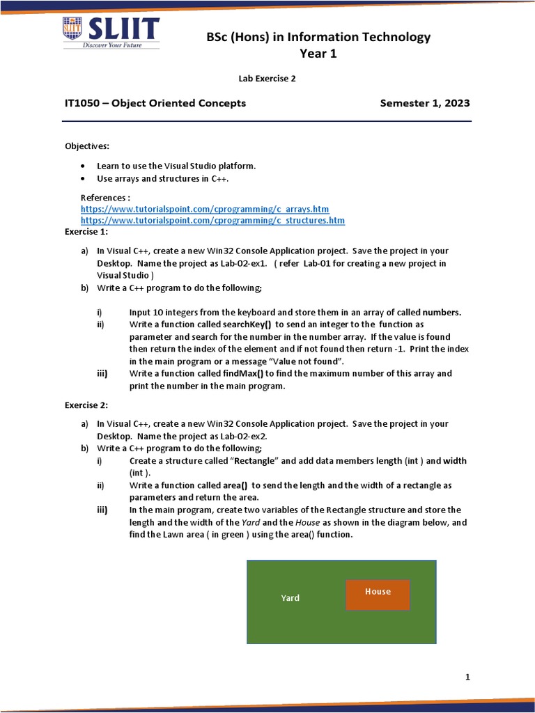 It1050 - Object Oriented Concepts Semester 1, 2023: BSC (Hons) in Information Technology Year 1 ...
