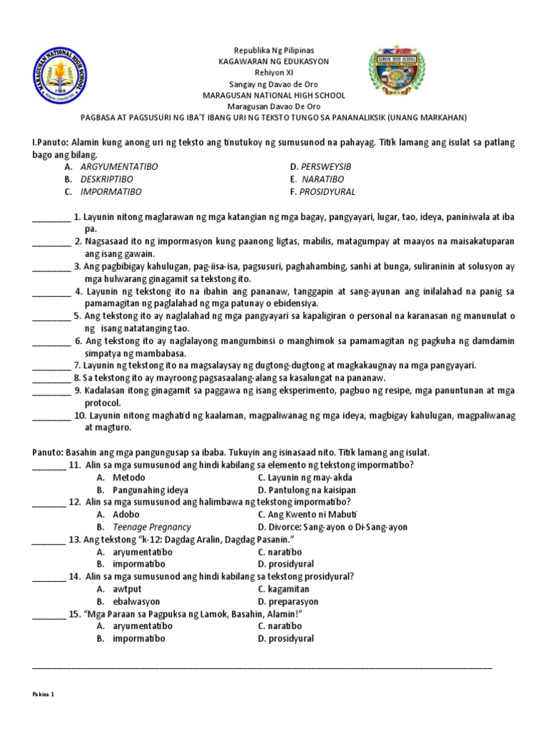 Midterm Pagbasa | PDF