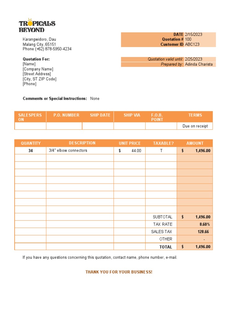 Price Quotation Template | PDF