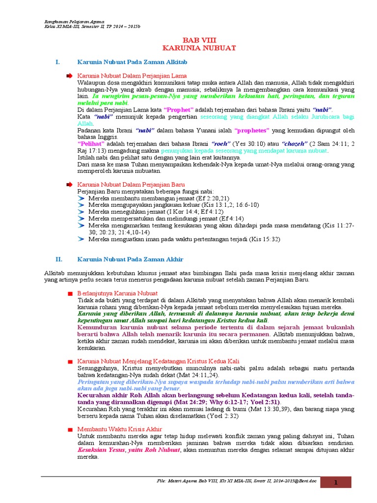 BAB VIII. Karunia Nubuat | PDF