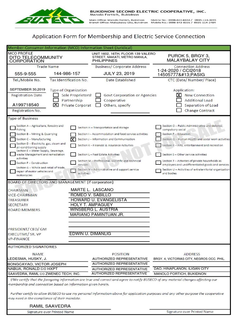 Buseco Form EDITABLE | PDF