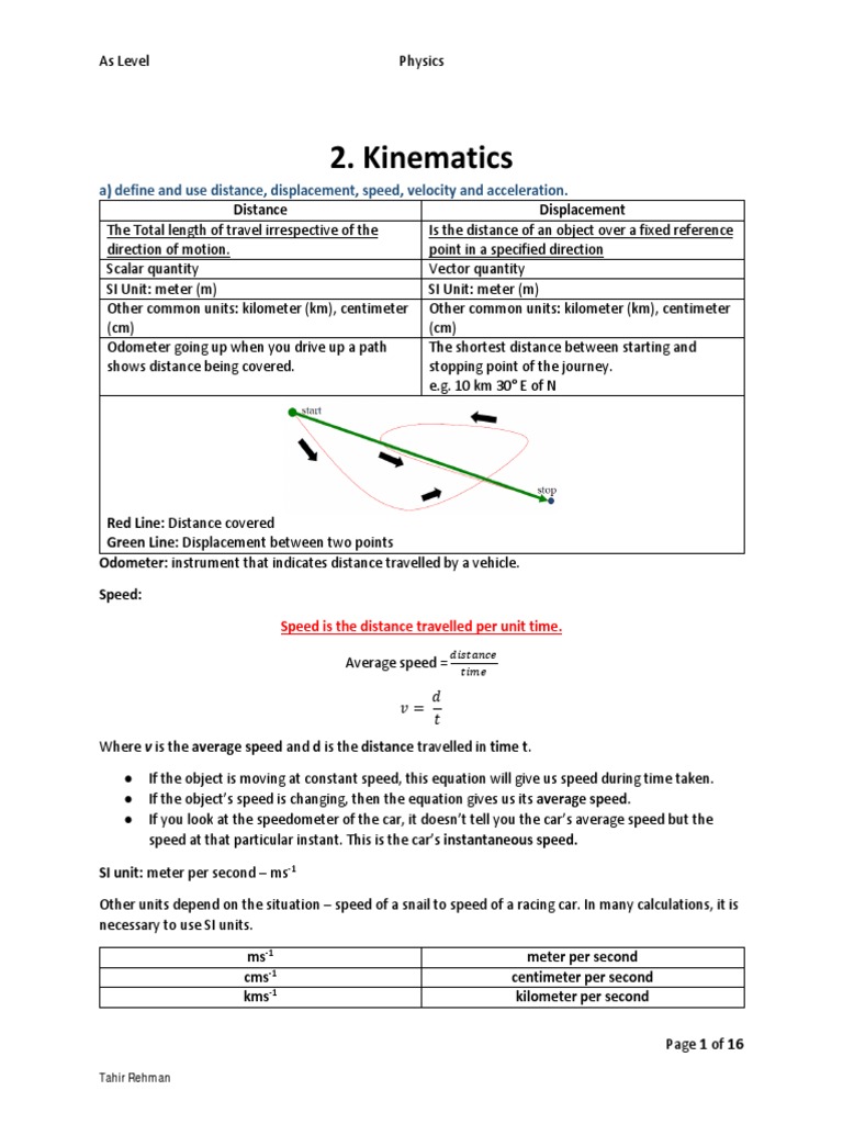 Kinematics: Distance, Speed, and Acceleration | PDF | Speed | Velocity